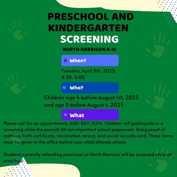 North Harrison R-III - PK and Kindergarten Screening